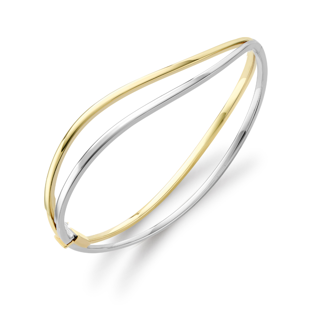 Two-Tone Open Wave Bangle – JPB Jewellery